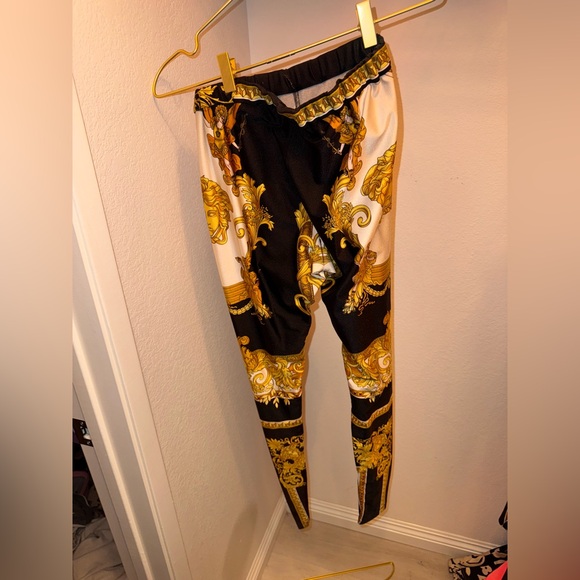 Versace | Pants & Jumpsuits | Versace Renaissance Black And Gold ...